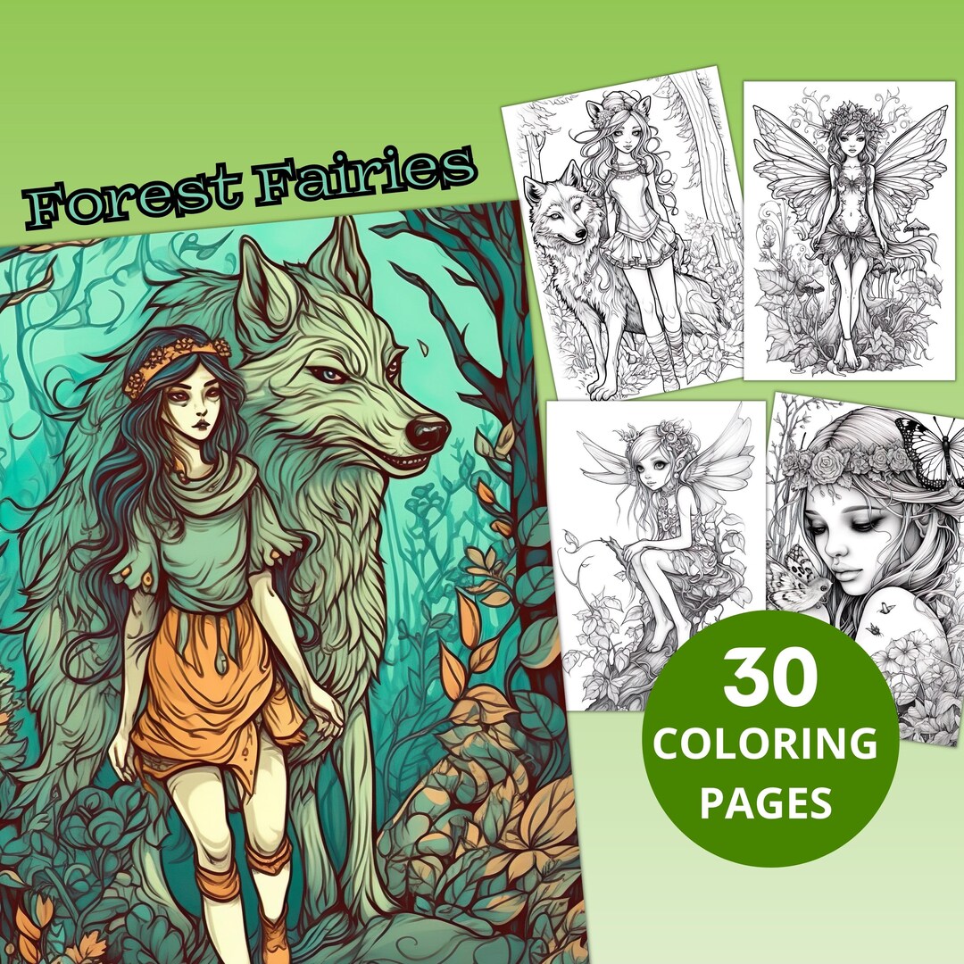 Forest Fairies Coloring Pages, Fairy Coloring Page, Grayscale Coloring ...