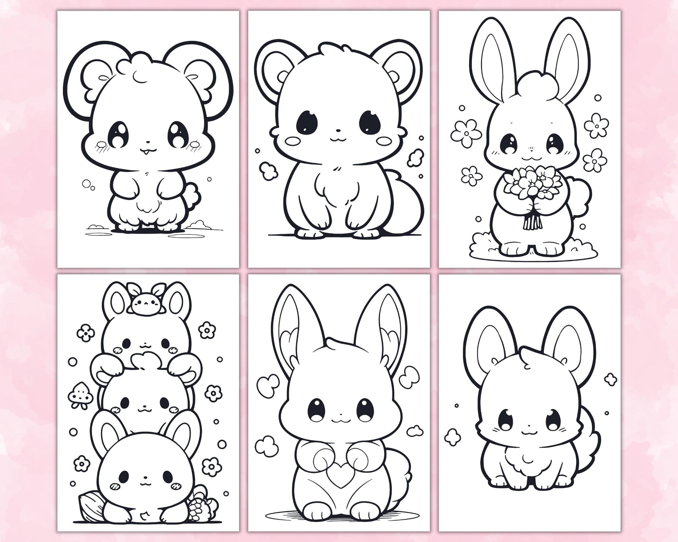 Kawaii Animals Coloring Pages for Kids and Adults Kawaii - Etsy