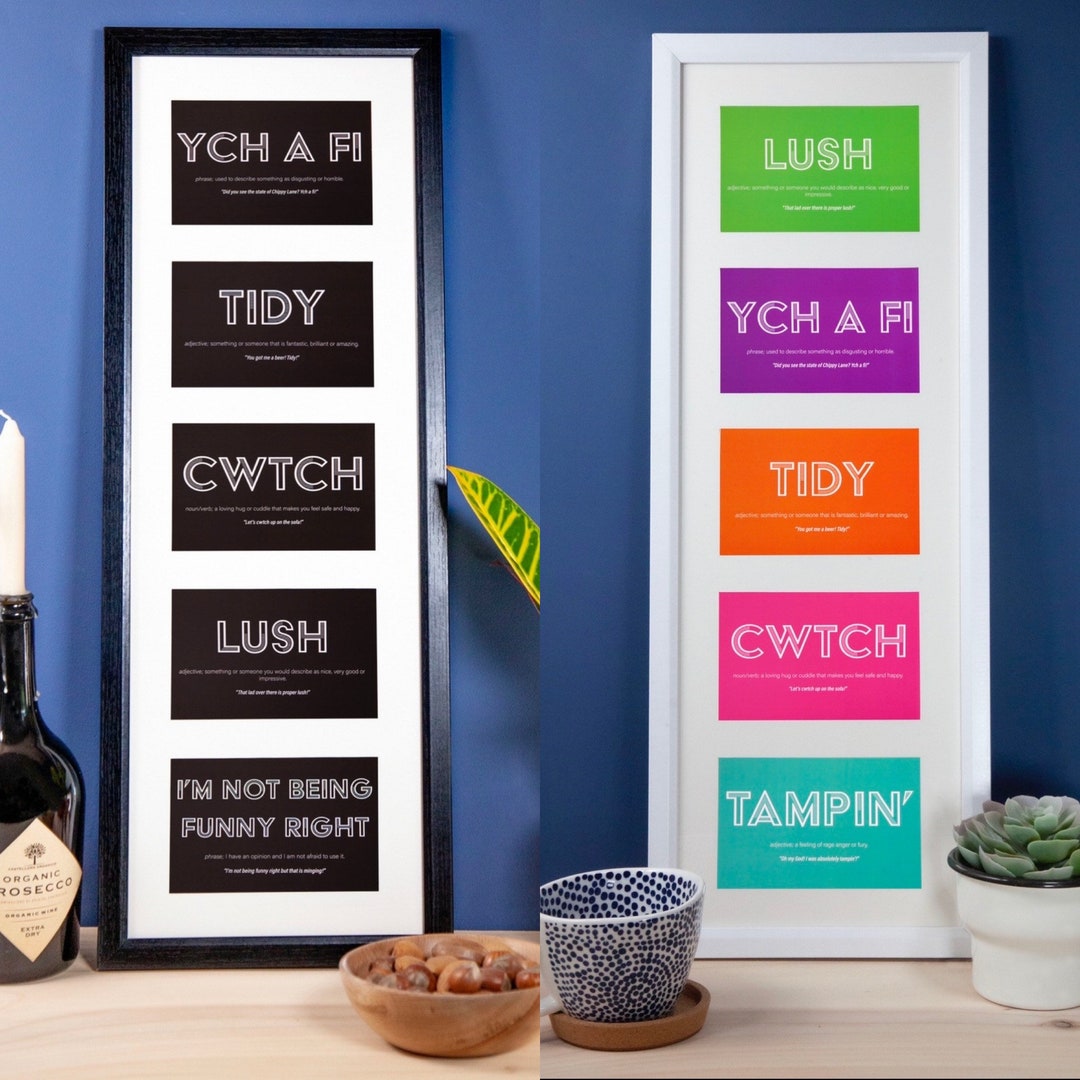 Welshisms 5 X Framed Prints Welsh Phrases Modern Prints Home Decor ...