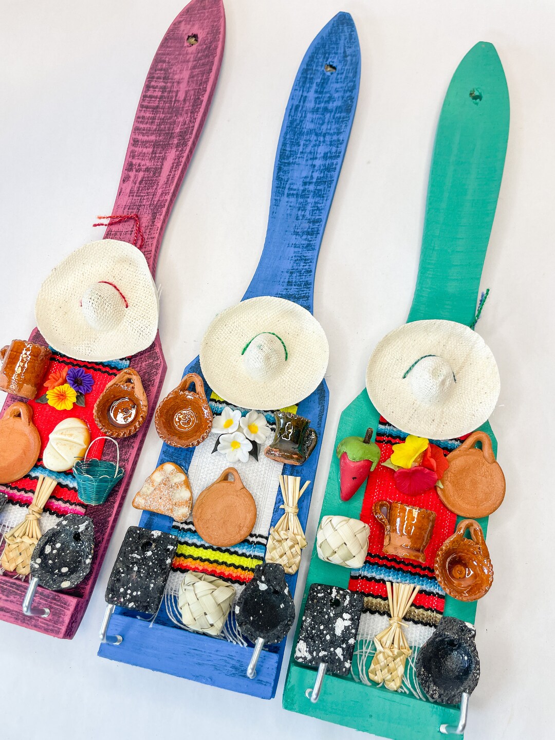 Trastero Mexicano Trasterito Cuchara Madera Porta Llave Keyholder ...