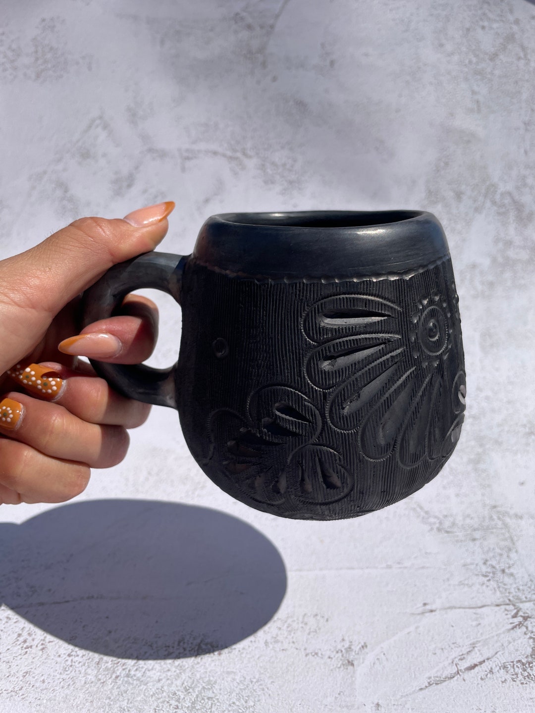 Oaxaca Black Pottery Mug Barro Negro Taza Barro Negro Oaxaca Black Clay ...