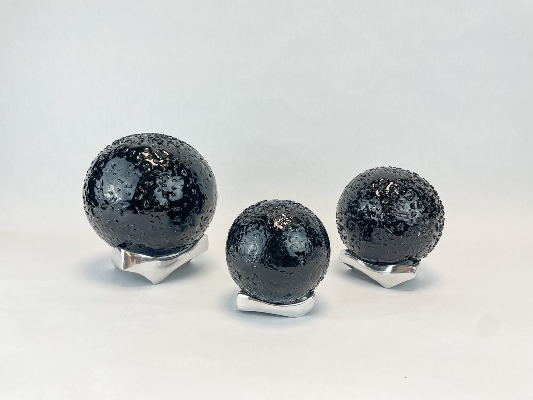 Mexican Glass Decor Spheres Set of 3 Table Decoration Textured Spheres ...