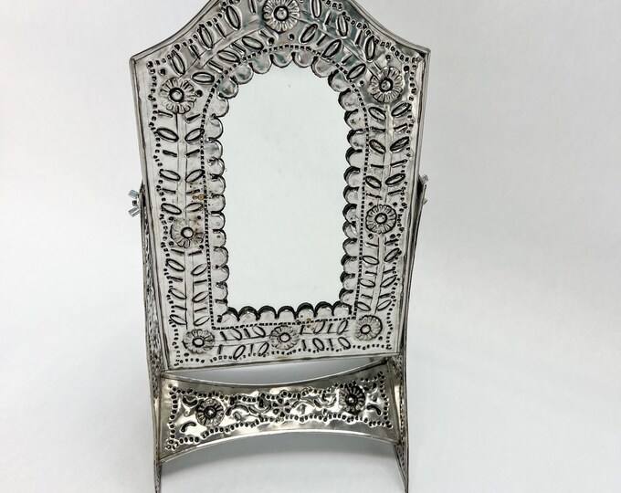 Mexican Tin Punched 15 Inch Mexican Mirror Swing Mirror Silver Espejo ...