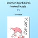 Monthly Dashboards A5 Cats Printable - Etsy
