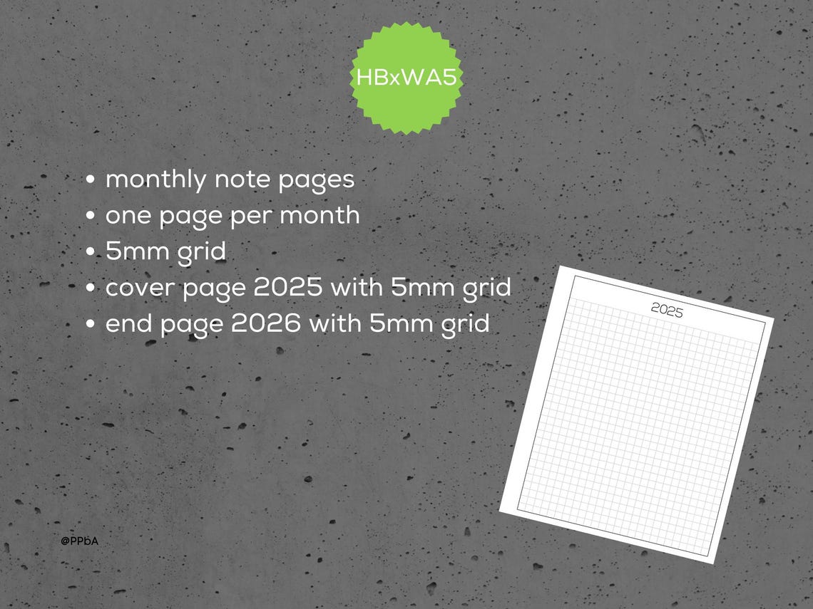 Monthly Note Pages - 2025 - Hbxwa5 - Printable Planner Pages - Etsy