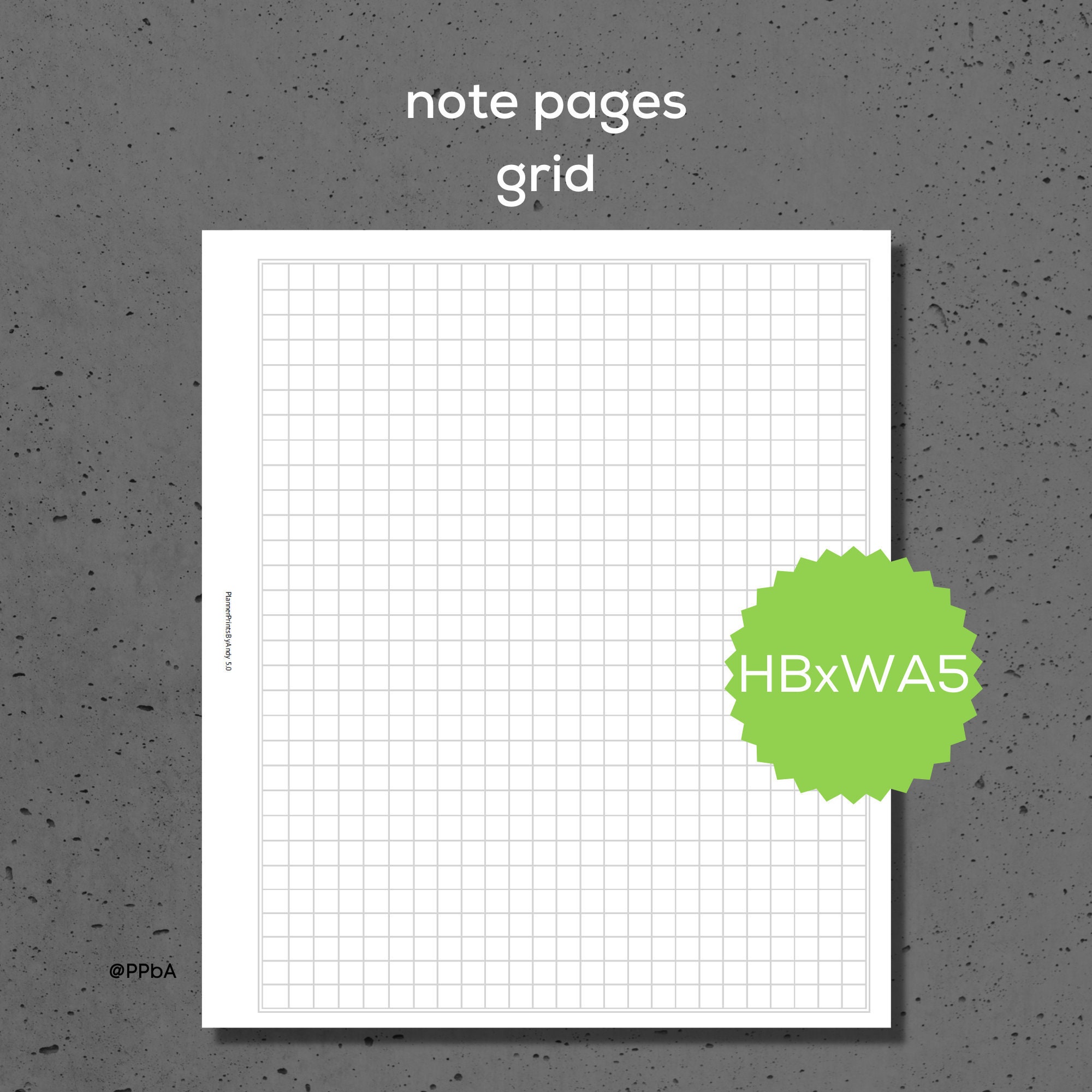 Grid Note Pages Hbxwa5 Various Grid Sizes 3.8/4/4.5/5 Mm Printable ...