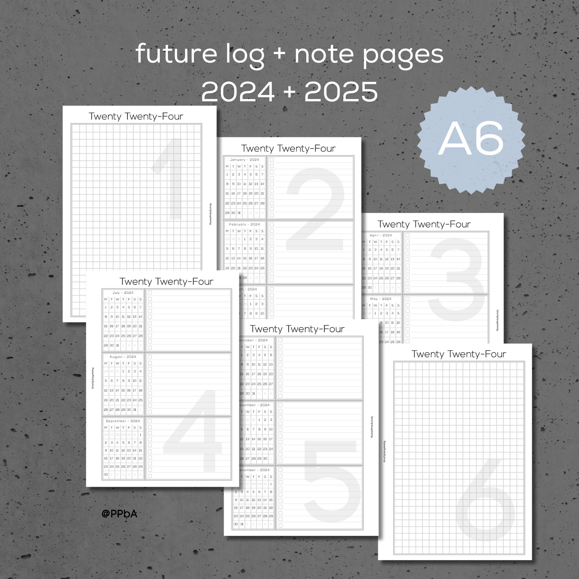 Future Log With Note Pages - A6 - 2024-25 - Printable Planner Inserts ...