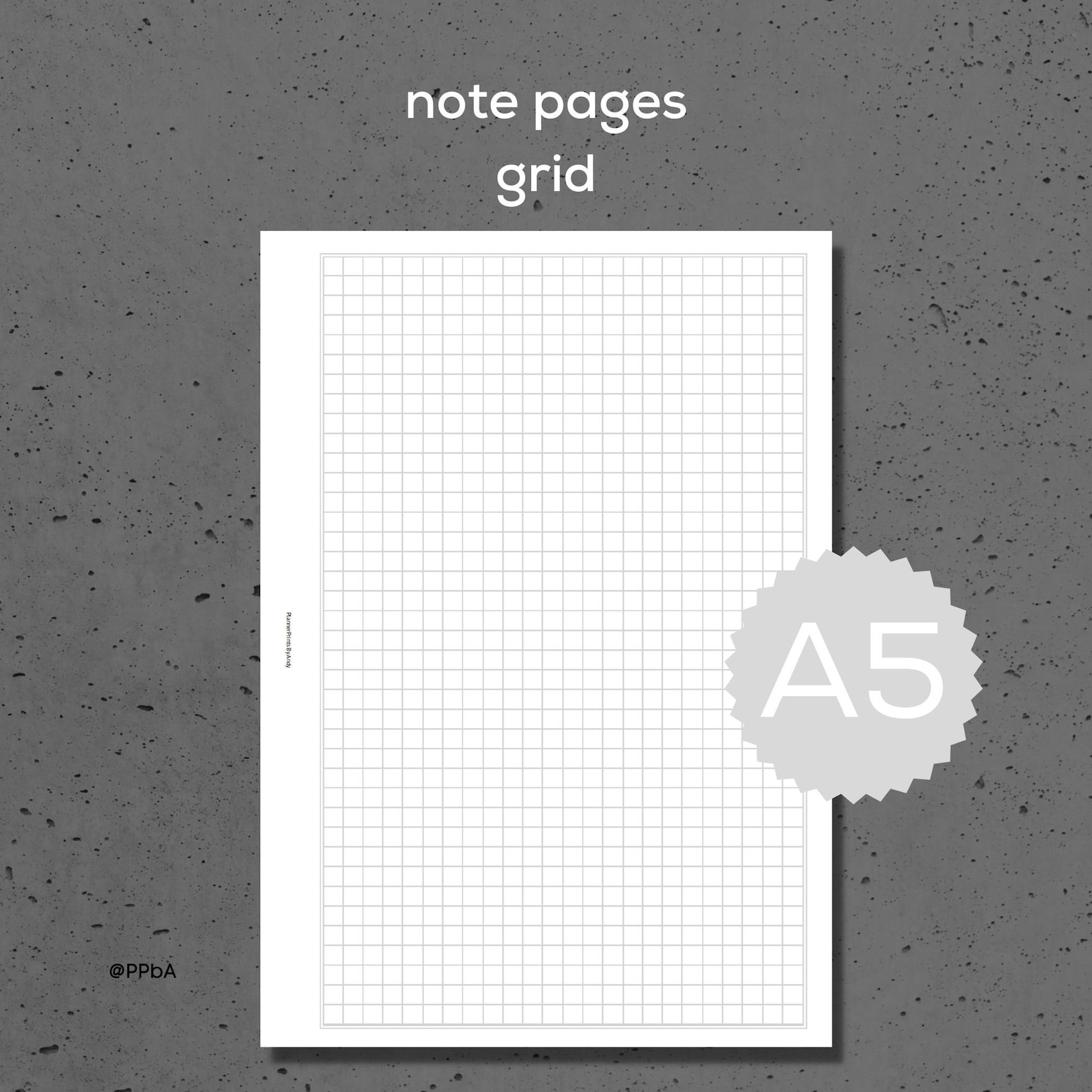 Grid Note Pages - A5 - Various Grid Sizes - 3.8/4/4.5/5 Mm - Printable ...