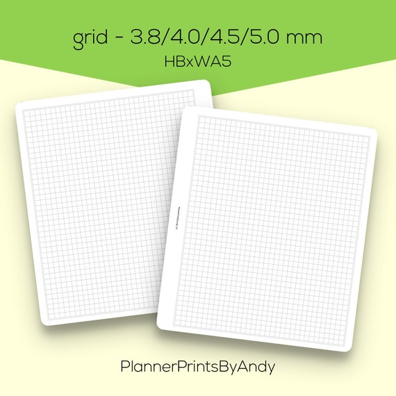 Grid Note Pages Hbxwa5 Various Grid Sizes 3.8/4/4.5/5 Mm | Etsy