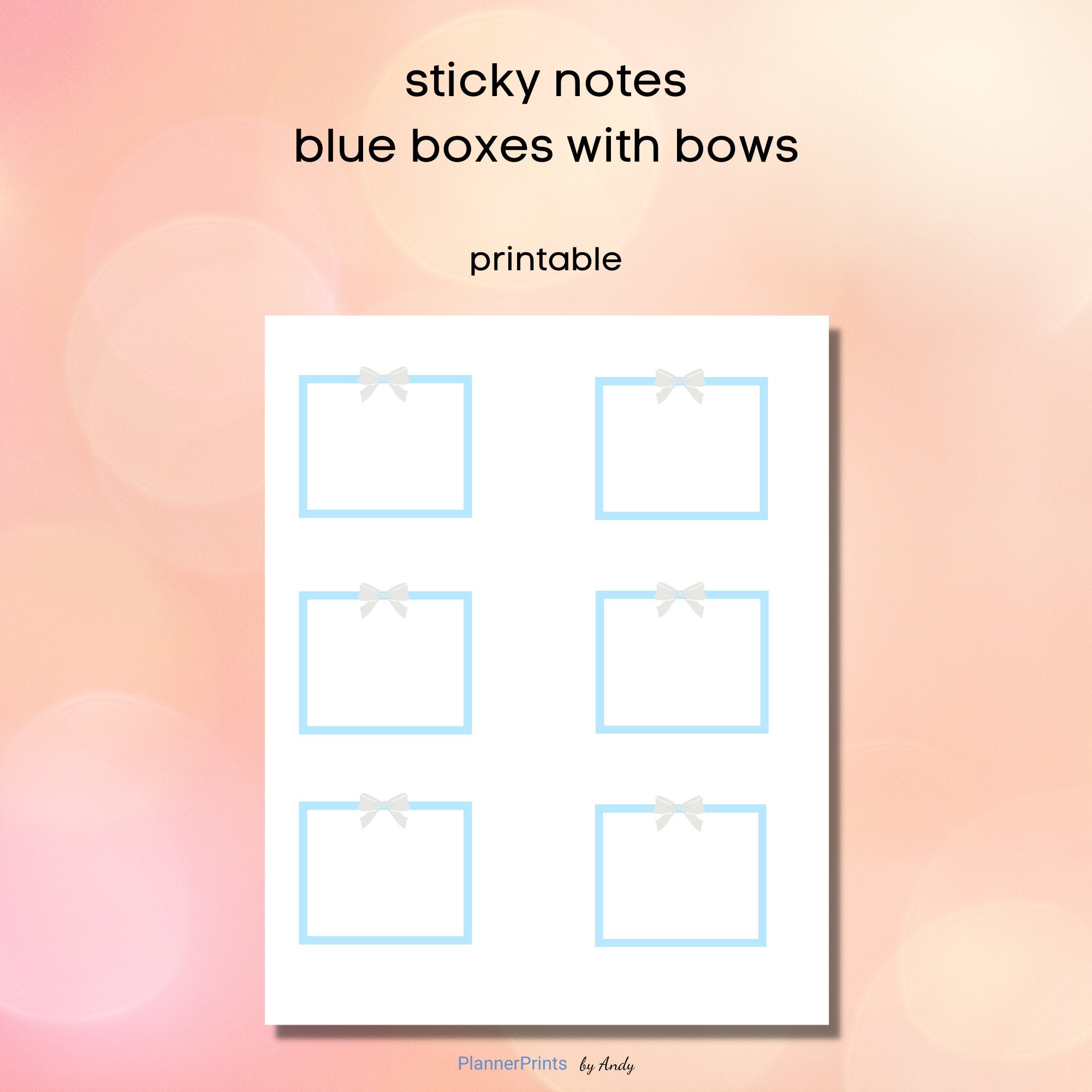 Sticky Notes Memo Notes Printable Boxes With Bows - Etsy