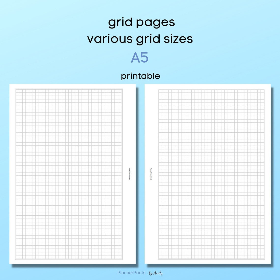 Grid Note Pages A5 Various Grid Sizes 3.8/4/4.5/5 Mm | Etsy