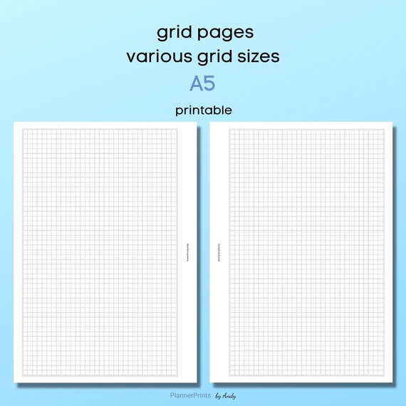 Grid Note Pages A5 Various Grid Sizes 3.8/4/4.5/5 Mm | Etsy