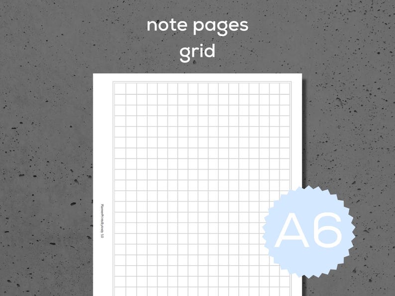 Grid Note Pages - A6 - Various Grid Sizes - 3.8/4/4.5/5 Mm - Printable ...