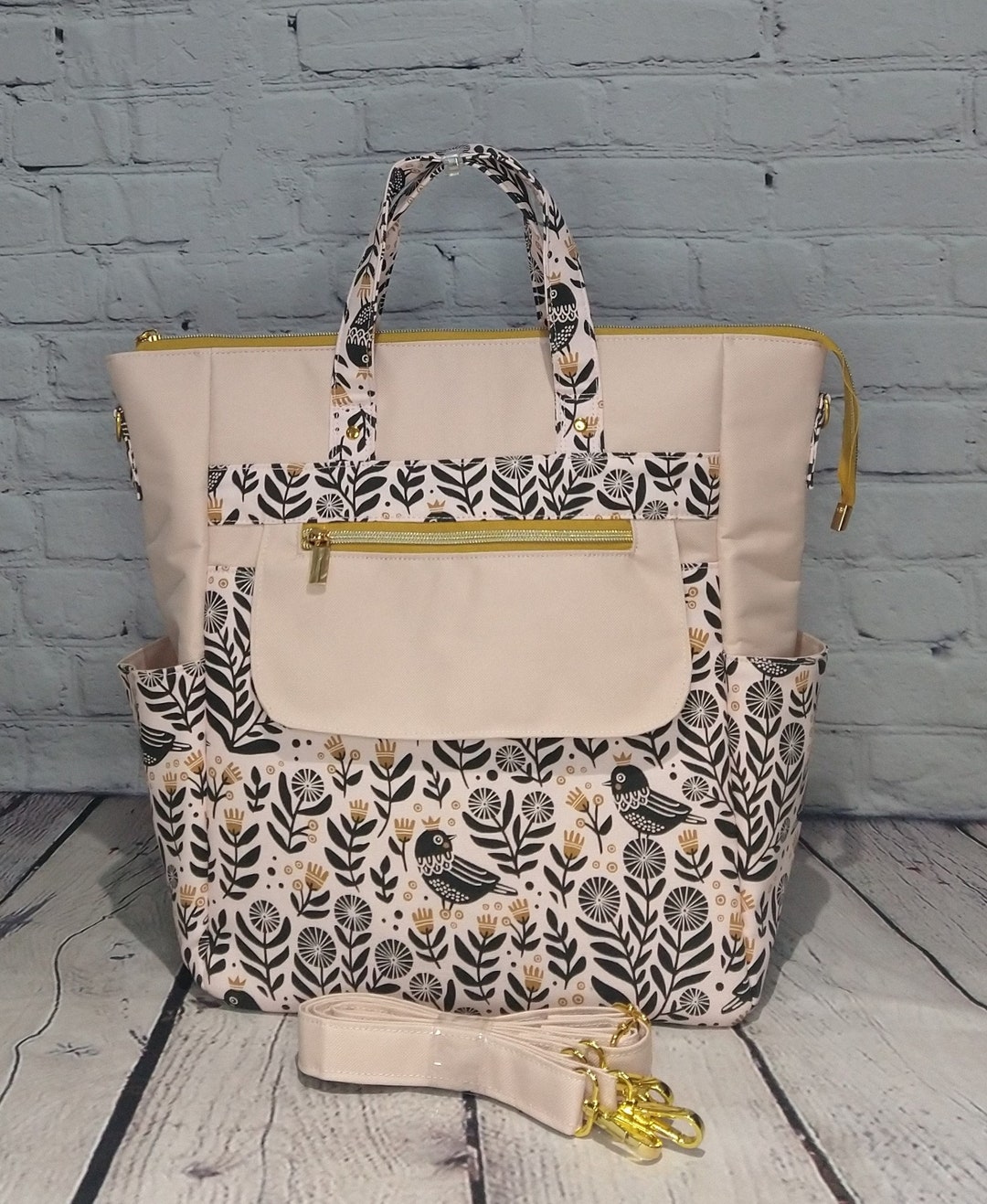 Trailblazer Convertible Pink, Black Birds in Plants Backpack - Etsy