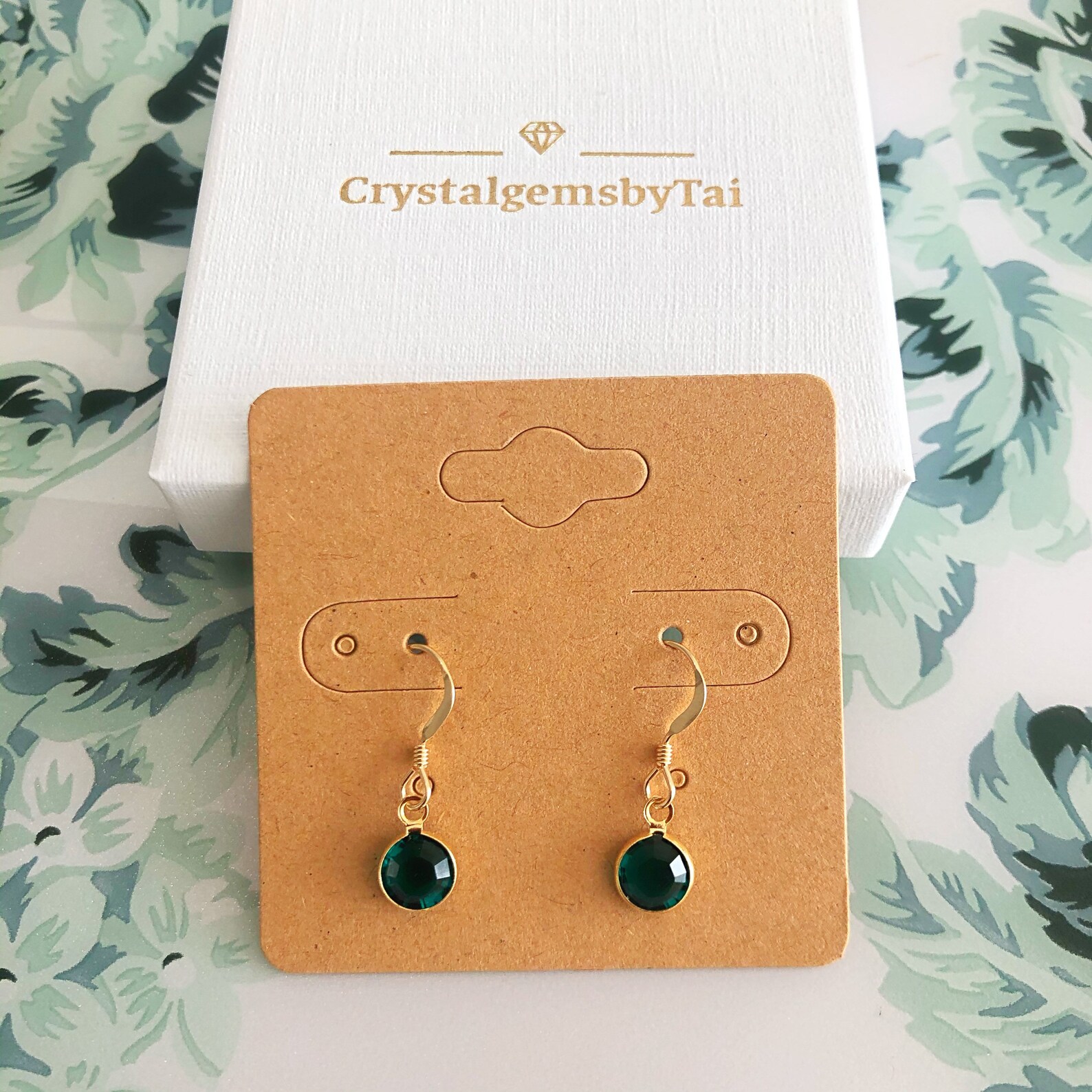 Dainty Crystal May Birthstone Earrings Gold Birthstone | Etsy