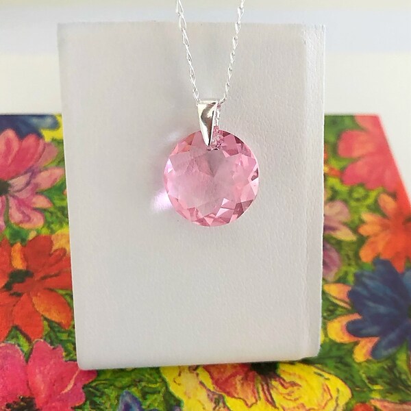 Pink Crystal Pendant - Etsy