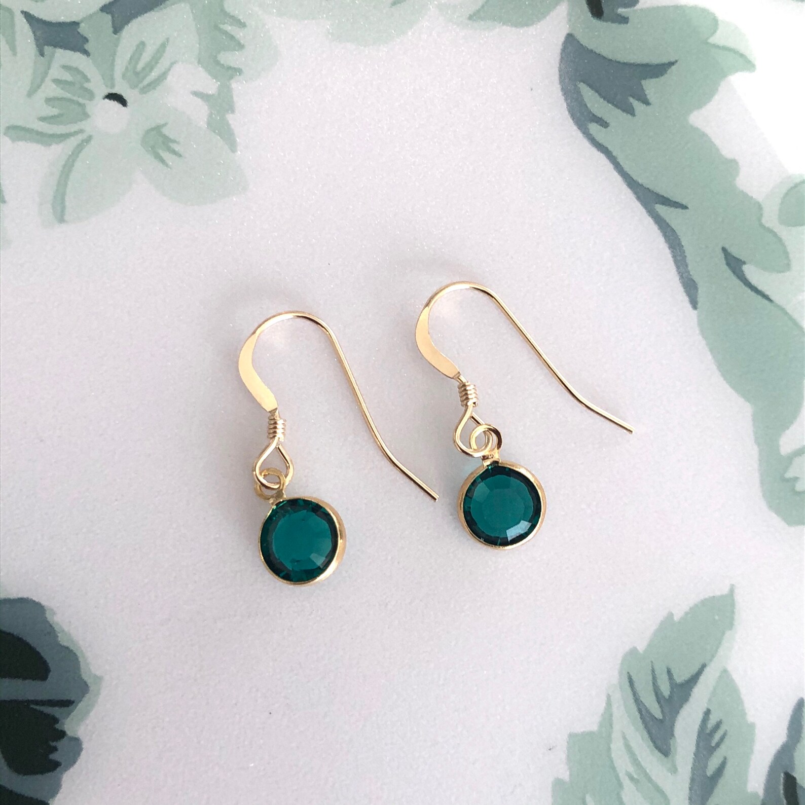 Dainty Crystal May Birthstone Earrings Gold Birthstone | Etsy