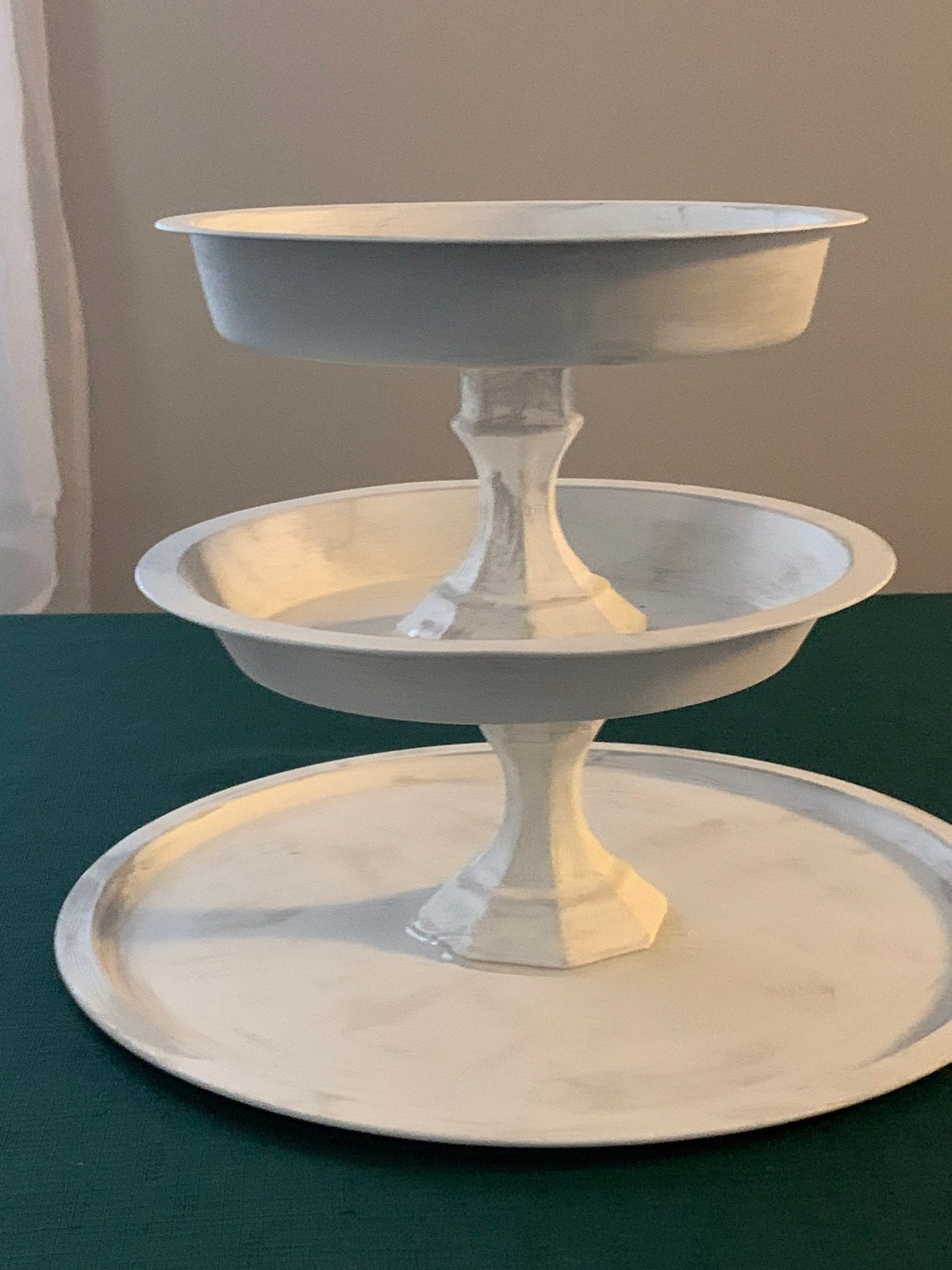 Three tiered tray. Antiqued white. | Etsy