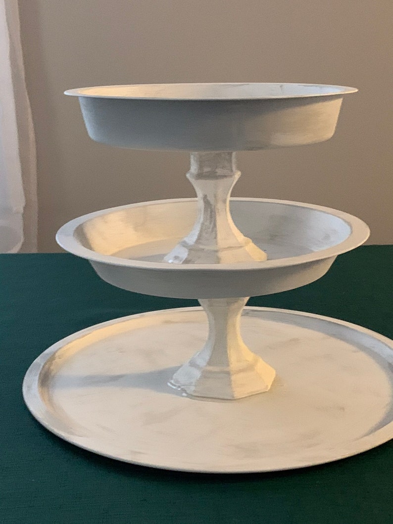 Three Tiered Tray. Antiqued White. - Etsy