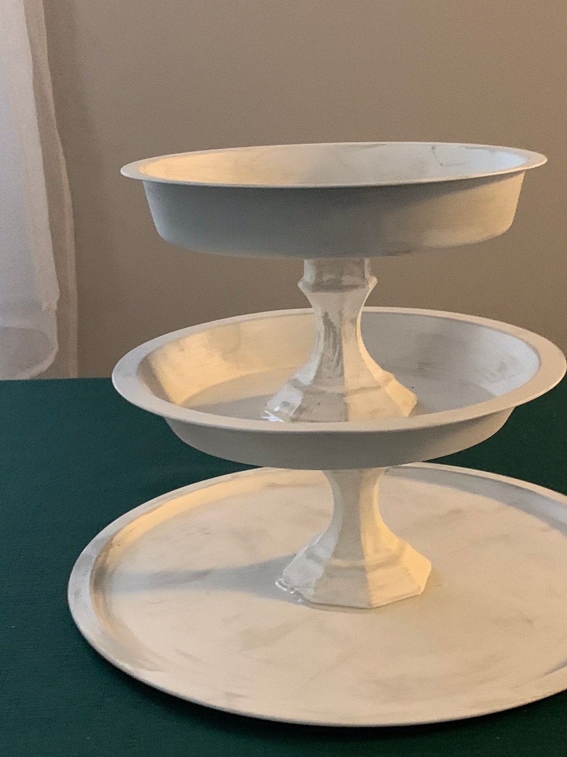 Three tiered tray. Antiqued white. | Etsy
