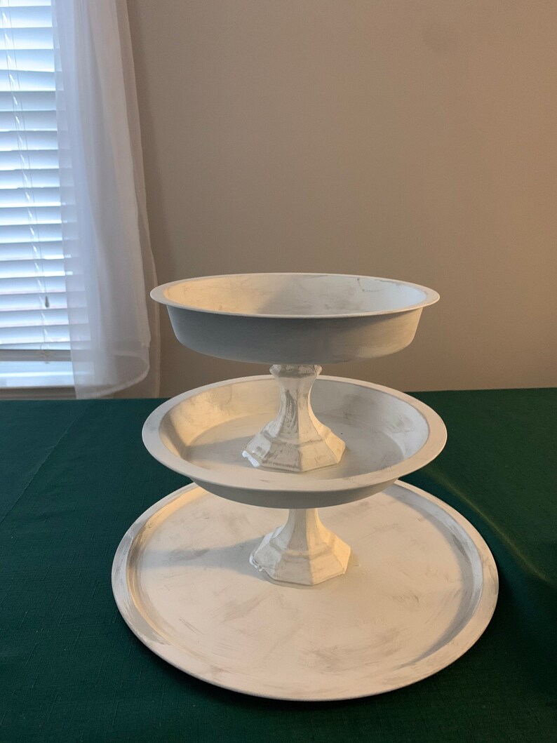 Three Tiered Tray. Antiqued White. - Etsy