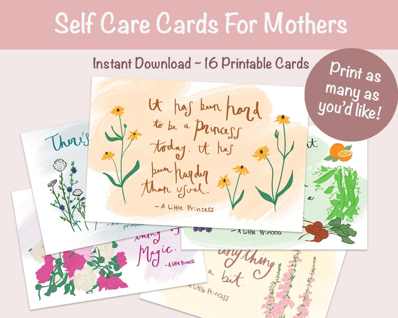 Empowering PRINTABLE Self Care Cards for Mothers Day DIGITAL - Etsy