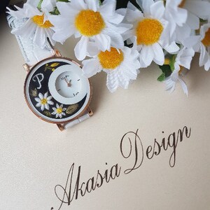 Embroidered Women's Watch|white Floral Wrist Watch for Women ...