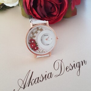 Embroidered Women's Watch|white Floral Wrist Watch for Women ...