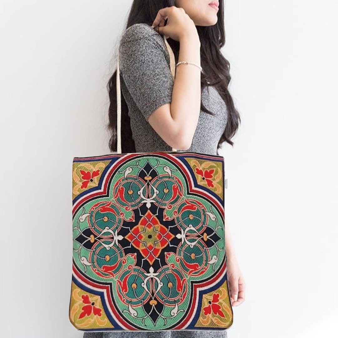 Gobelin Tapestry Shoulder Bag|vintage Messenger Bag|turkish Tulip Tile ...