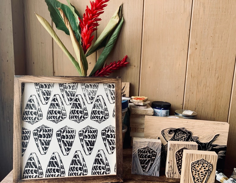 Hebrew Cone Blockprint Art - Etsy