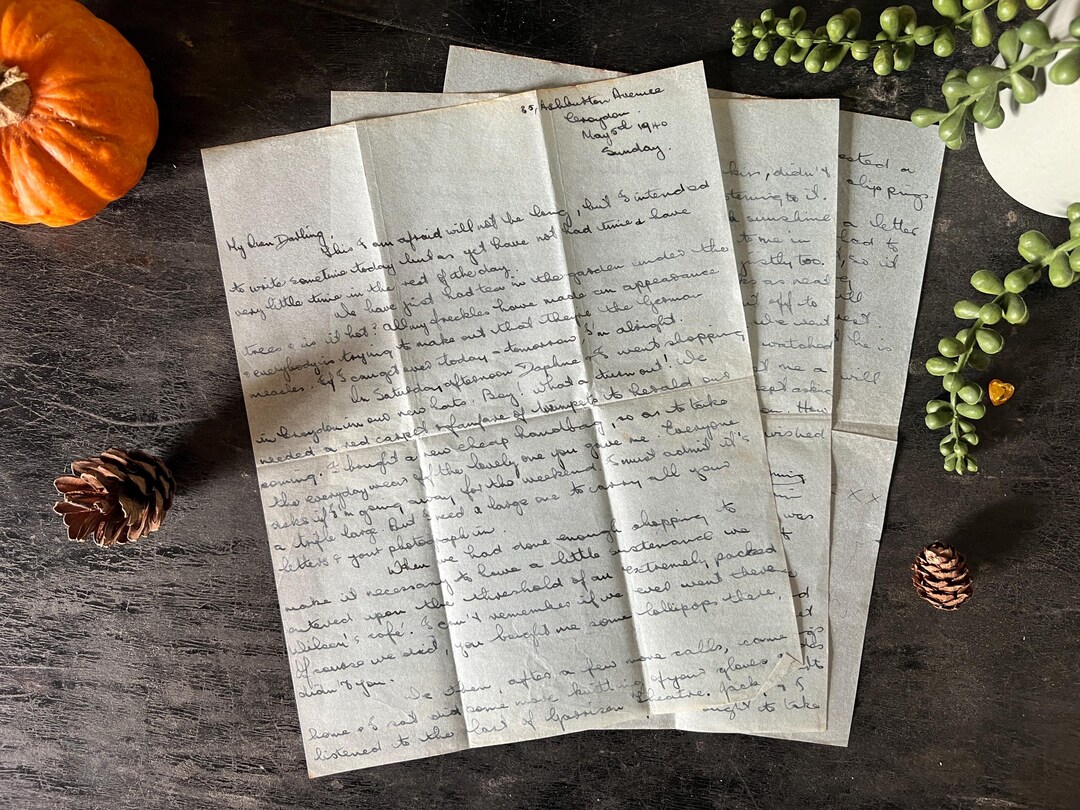 1940s Loose WW2 Vintage Handwritten Letter 1940: ‘my Own Darling ...