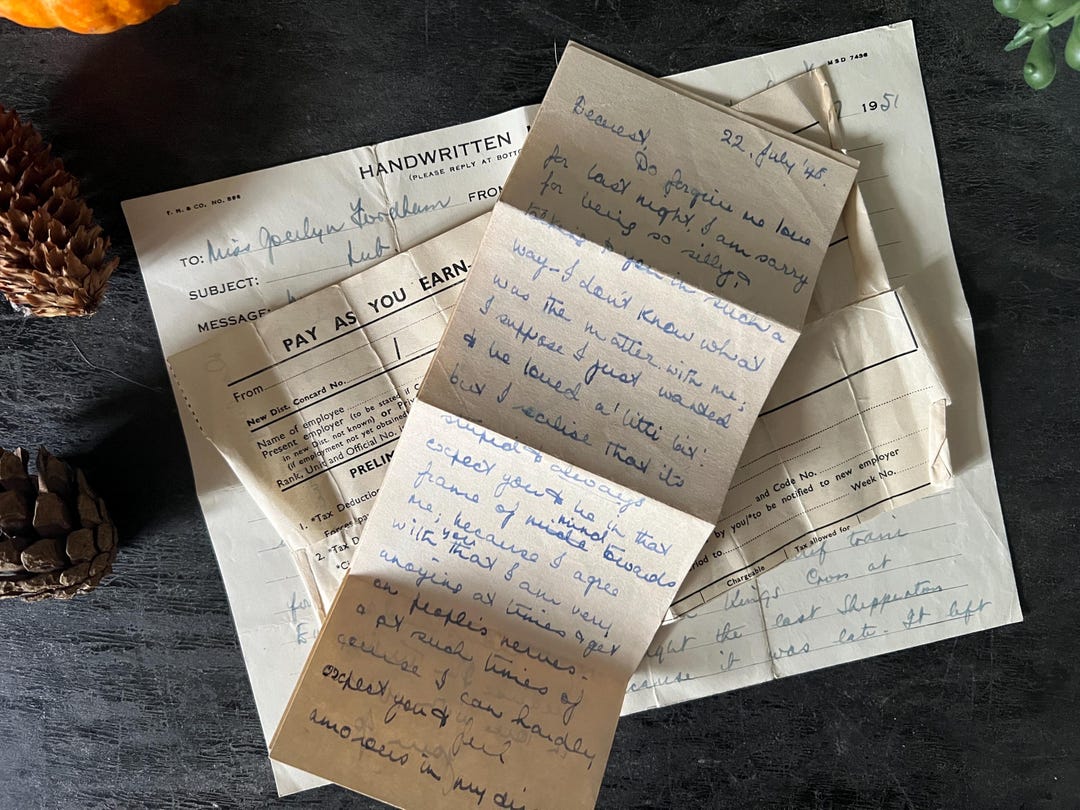 1940s Handwritten Notes Between Lovers - George & Jocelyn - Girlfriend ...