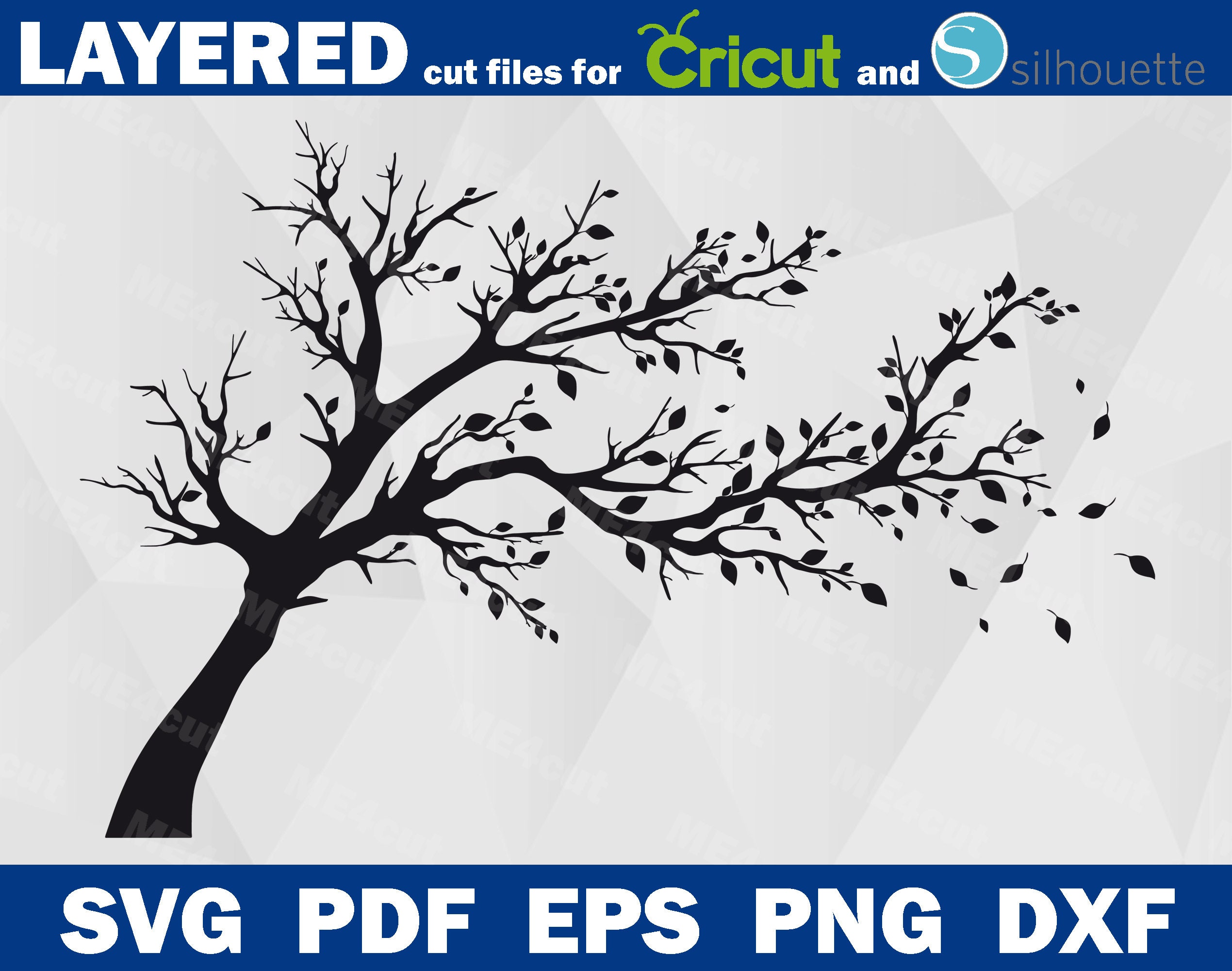 Árbol svg rama svg hojas svg patrón svg archivo cortado. - Etsy España