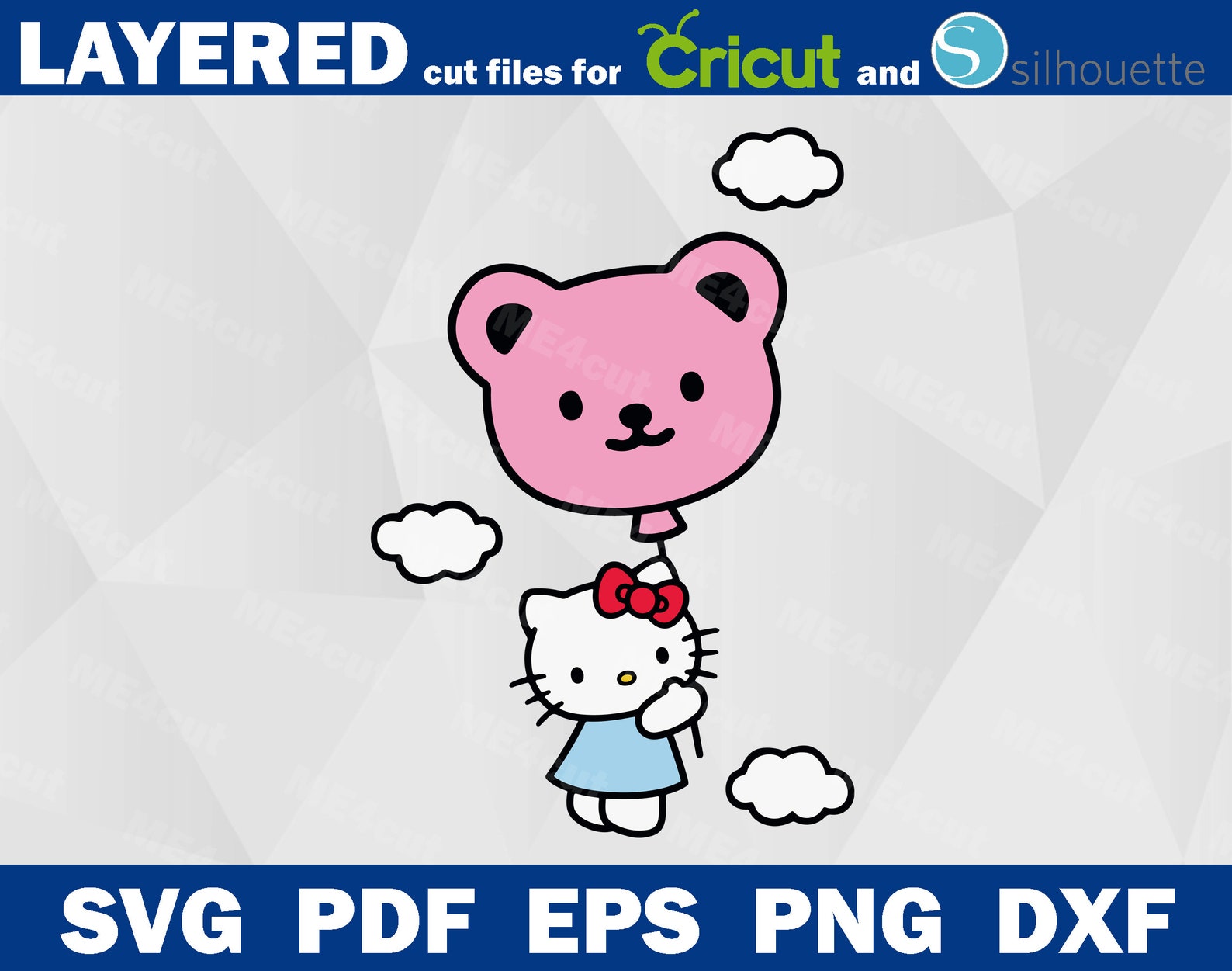 Hello Kitty SVG Cut Files Easy Cut Cricut. | Etsy