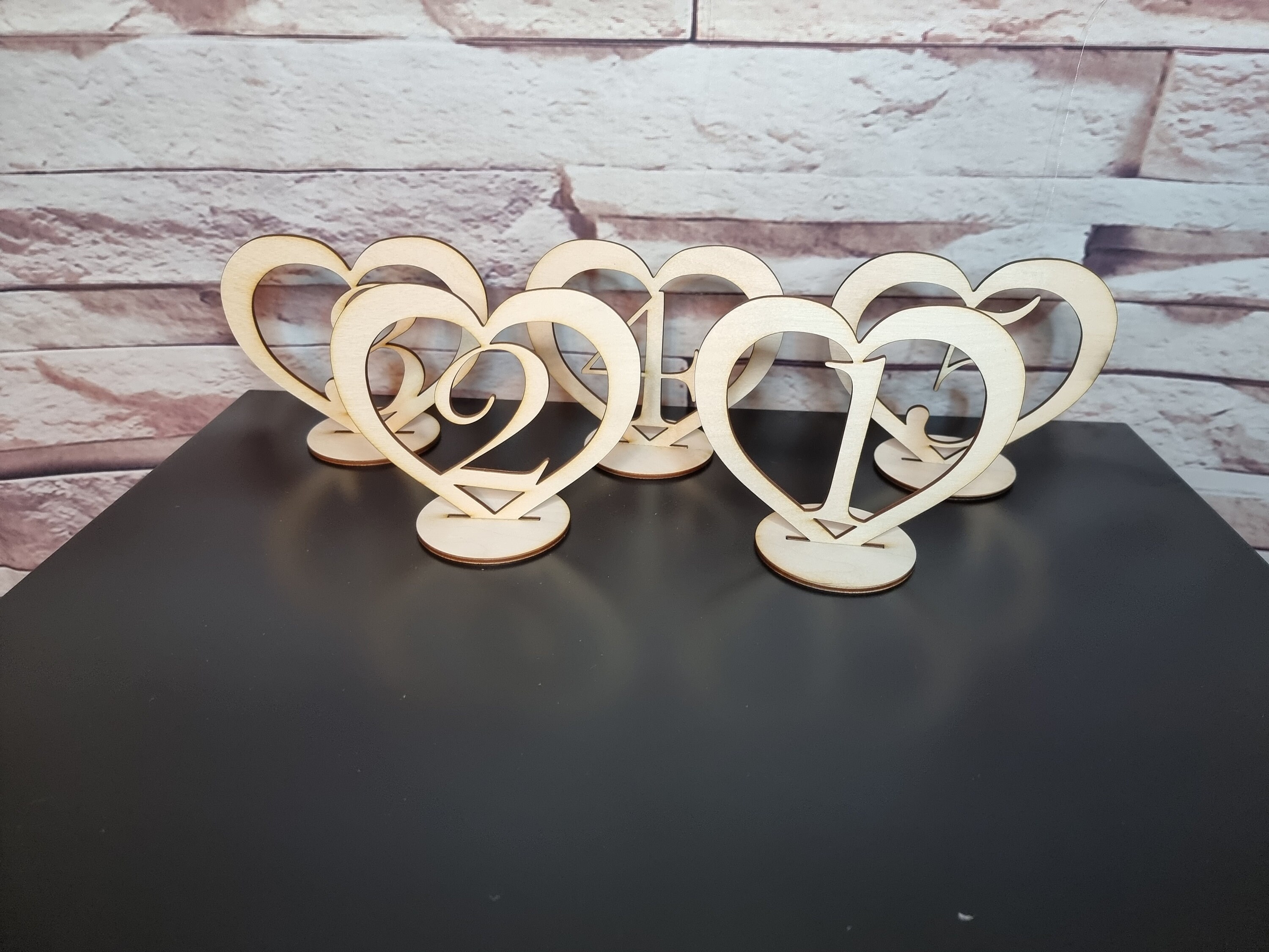Wedding Table Numbers Wood Heart Shaped - Etsy UK