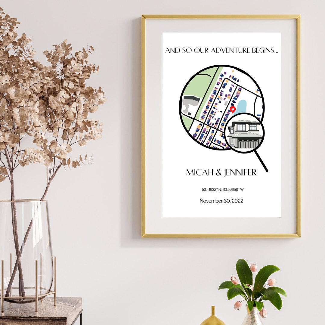 Custom House Portrait Map: New Home Illustration (digital or Print) - Etsy