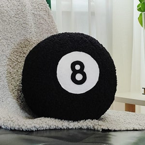 Magic 8 Ball Pillow, Sphere 8 Pillow, Black Boucle Faux Fur Pillow ...