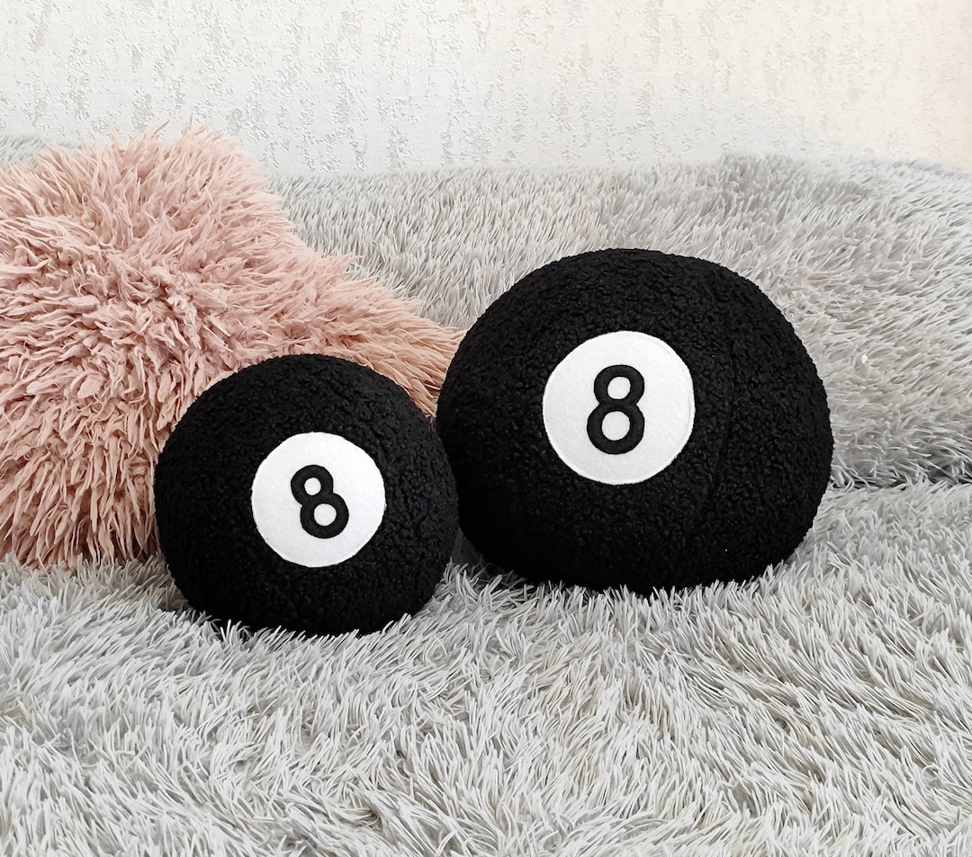 Magic 8 Ball Pillow, Sphere 8 Pillow, Black Boucle Faux Fur Pillow ...