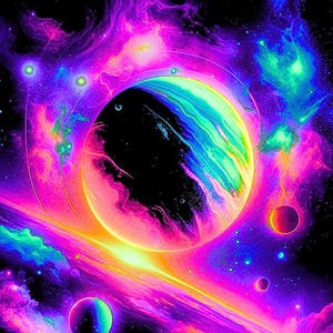 Neon Space Planets - Etsy
