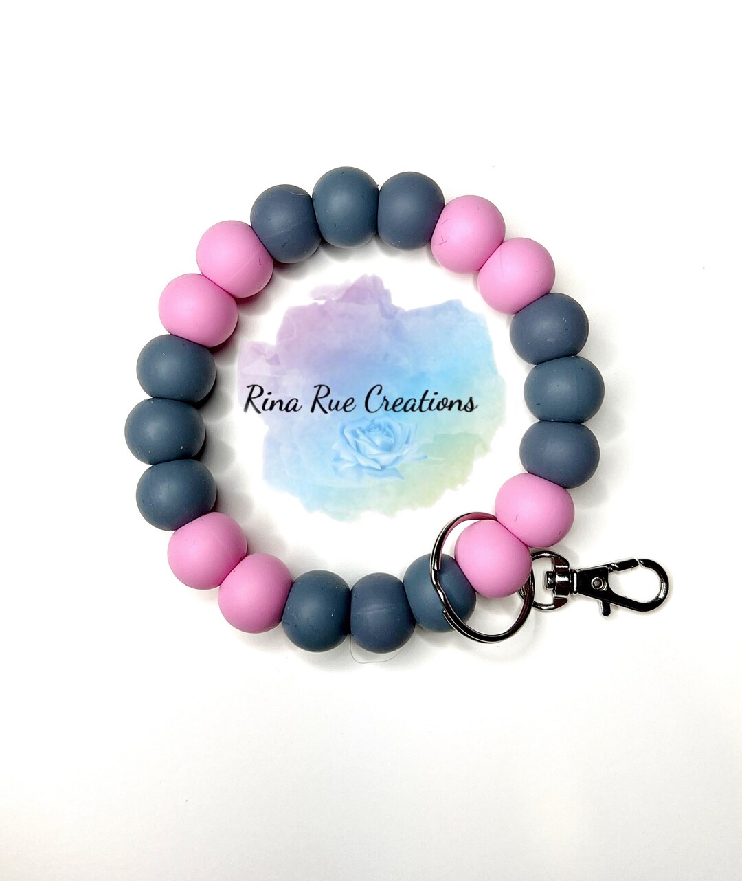 Grey and Pink Wristlet Keychain - Etsy