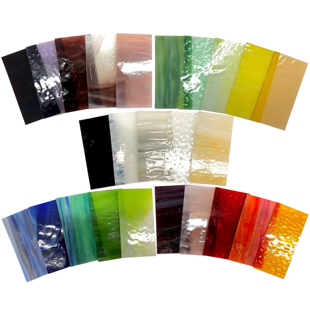 2X4 Stained Glass Sheet - 25 Pieces - Stained Glass and Mosaic Variety ...