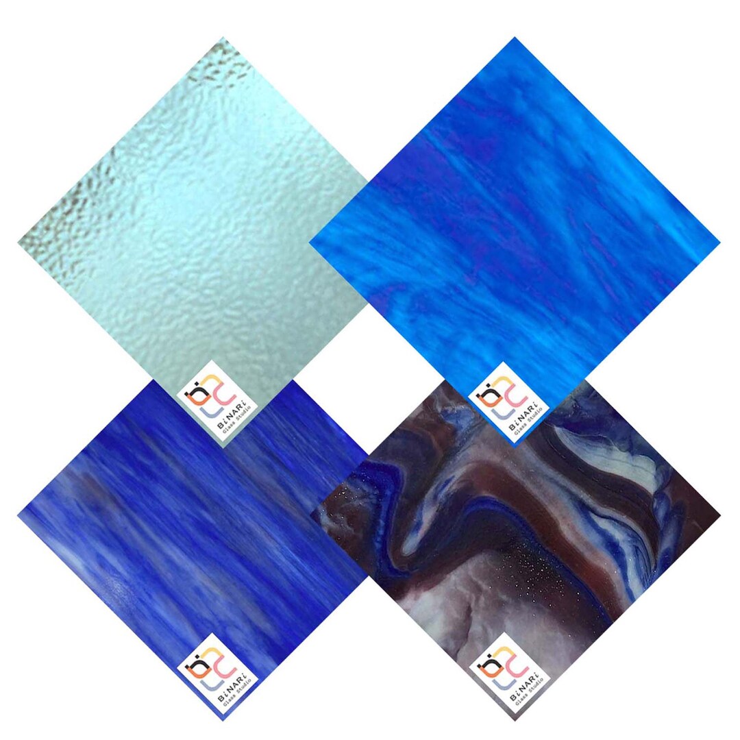 4 Pack Blue Variety Stained Glass Sheet and Mosaic Glass - Etsy