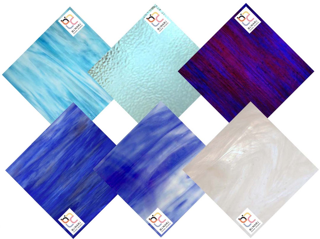 6 Pack Blue Gradient Stained Glass Sheet and Mosaic Glass - Etsy