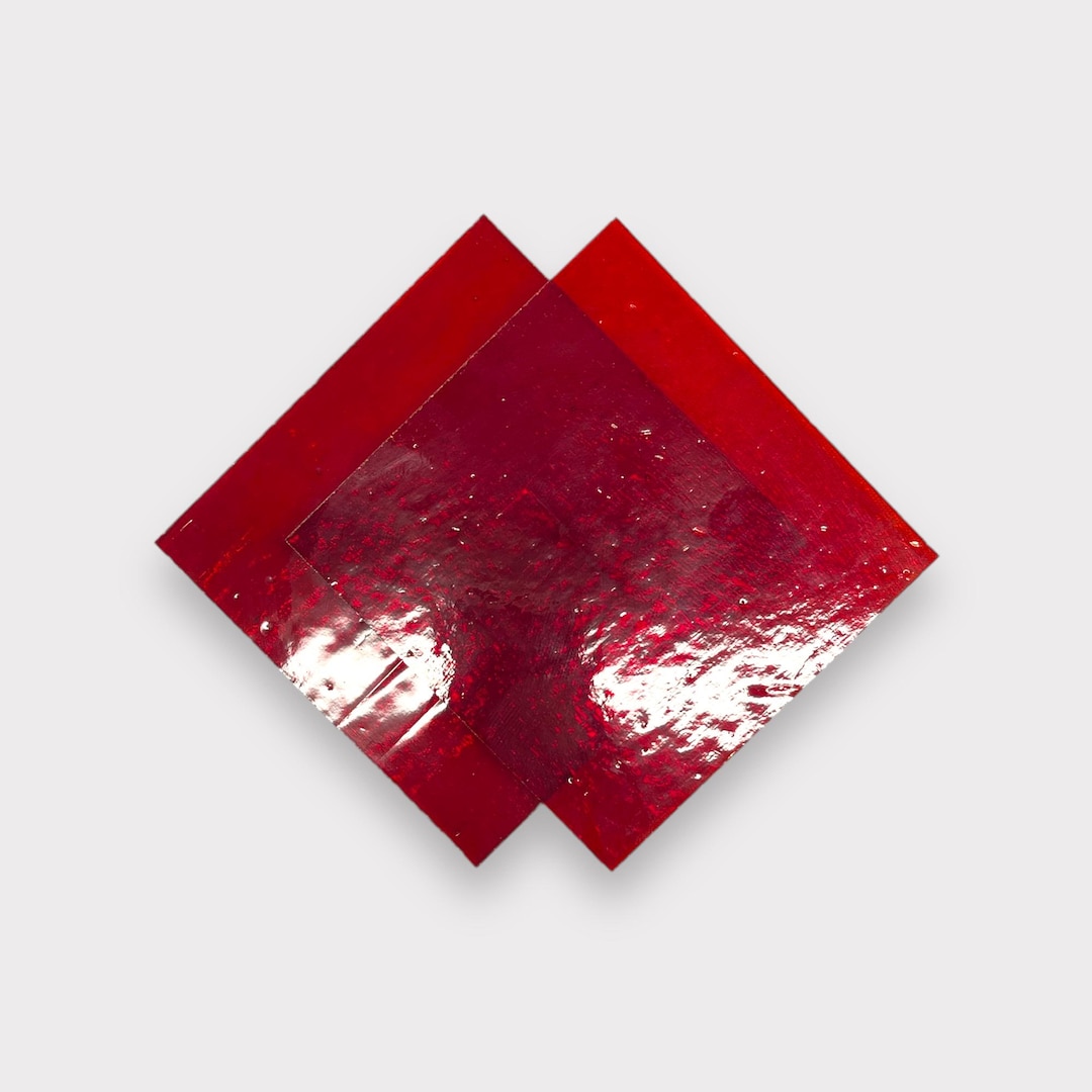 2 Pack Dark Red Transparent COE 96 Fusible Glass Sheets / Mosaic ...