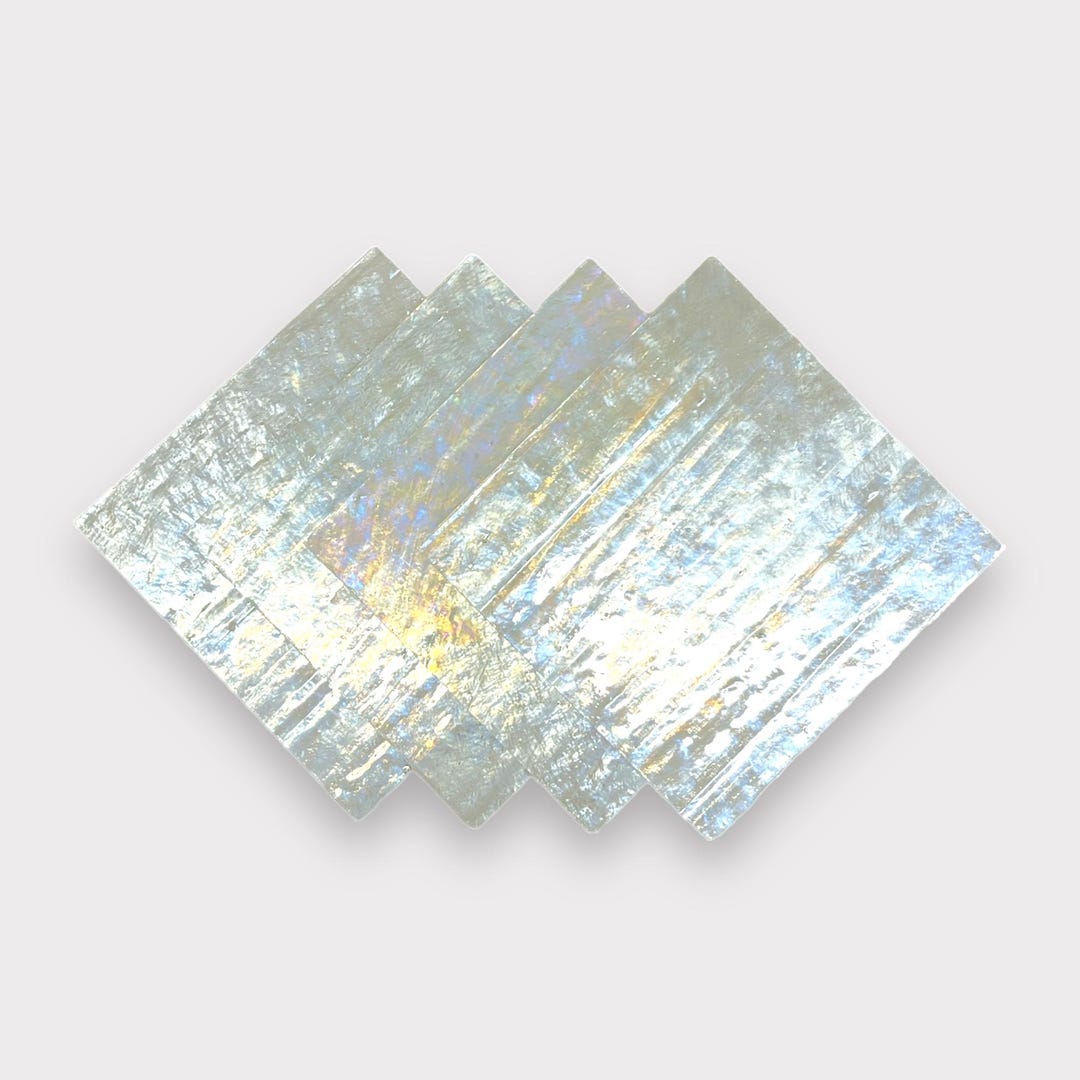 4 Pack Crystal White Prisma COE 96 Fusible Glass Sheets / Mosaic ...