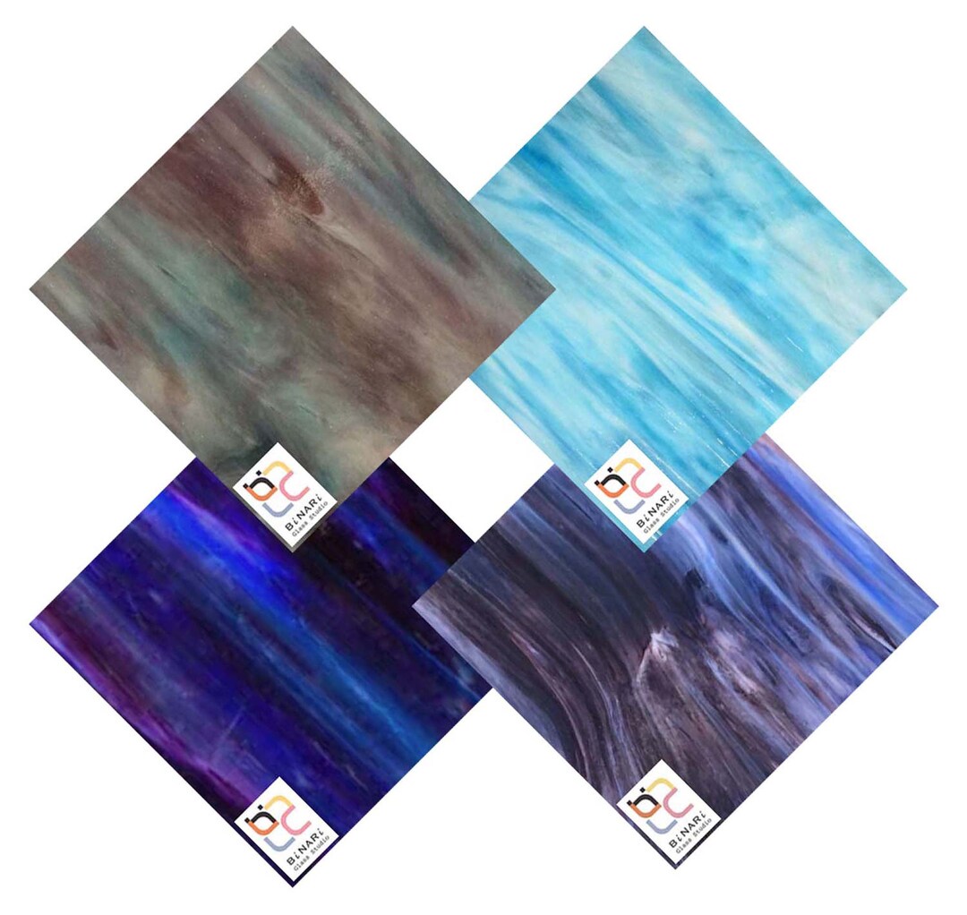 4 Pack Blue Variety Stained Glass Sheet and Mosaic Glass - Etsy