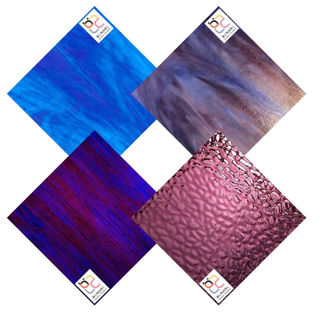 4 Pack Blue Purple Variety Stained Glass Sheet and Mosaic Glass - Etsy
