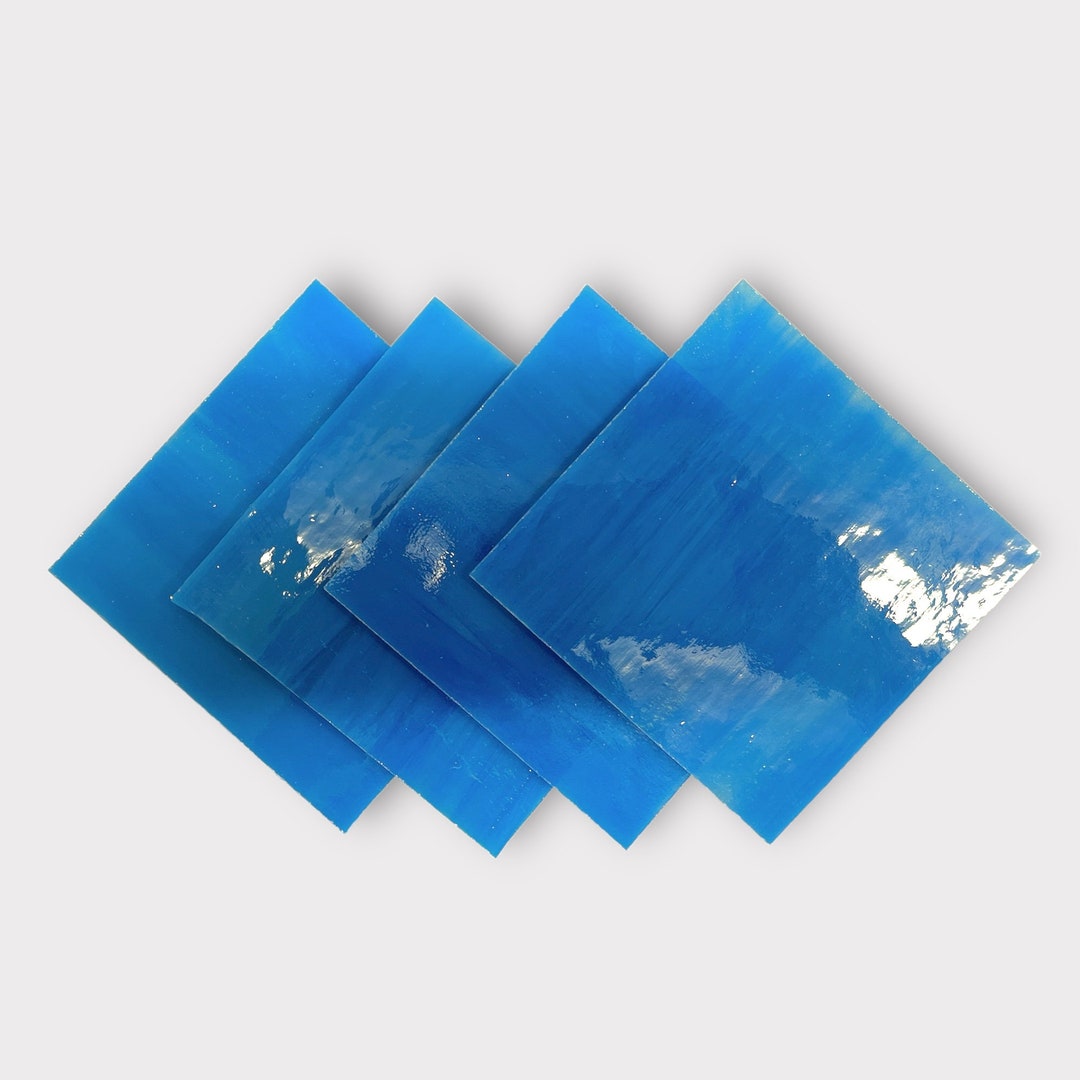 4 Pack Crystal Reactive Blue Prisma COE 96 Fusible Glass Sheets ...