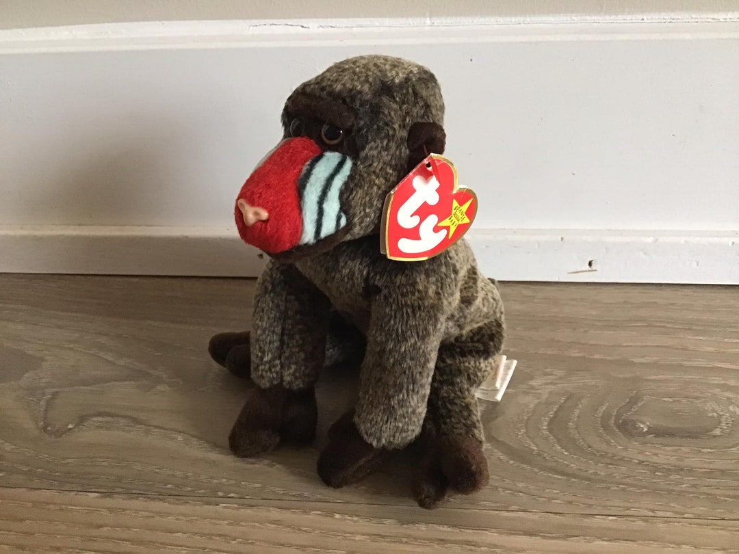 TY Cheeks the Baboon/mandrill Plush (1999) Beanie Baby Stuffed Animal ...