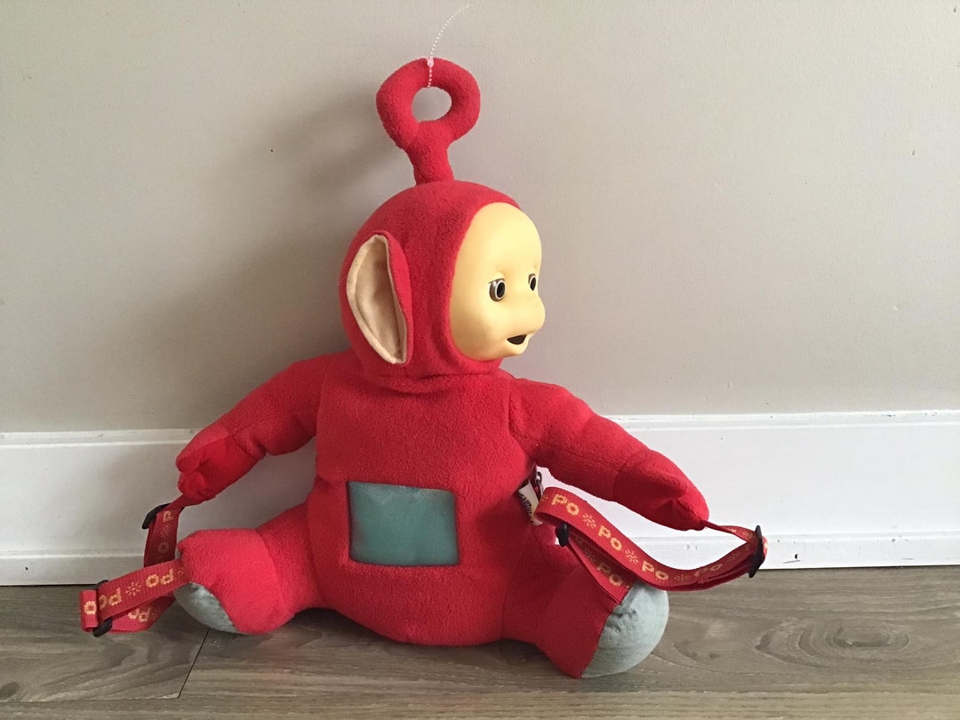 Vintage 90s Teletubbies Red Po Plush Backpack Teletubby Rubber Face ...